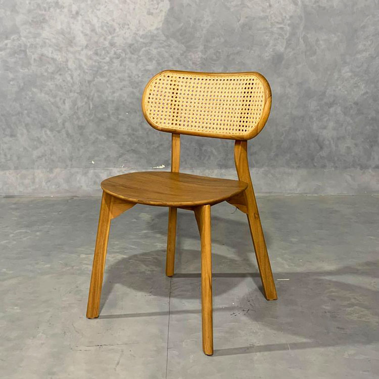 チーク＆ラタン スツール ブラウン